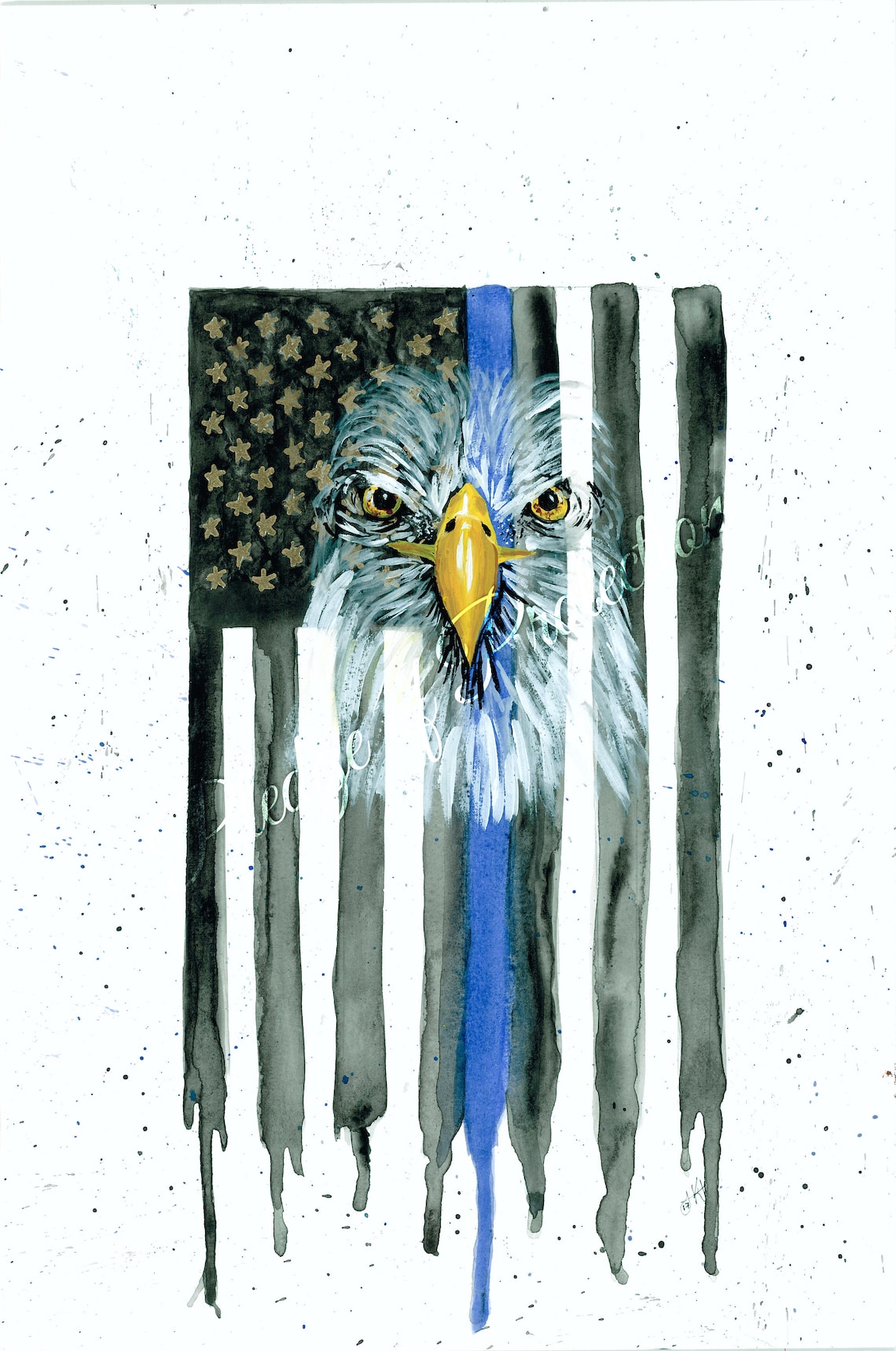 Thin Blue Line Eagle Print - Etsy