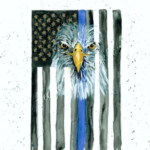 Thin Blue Line Eagle Print - Etsy