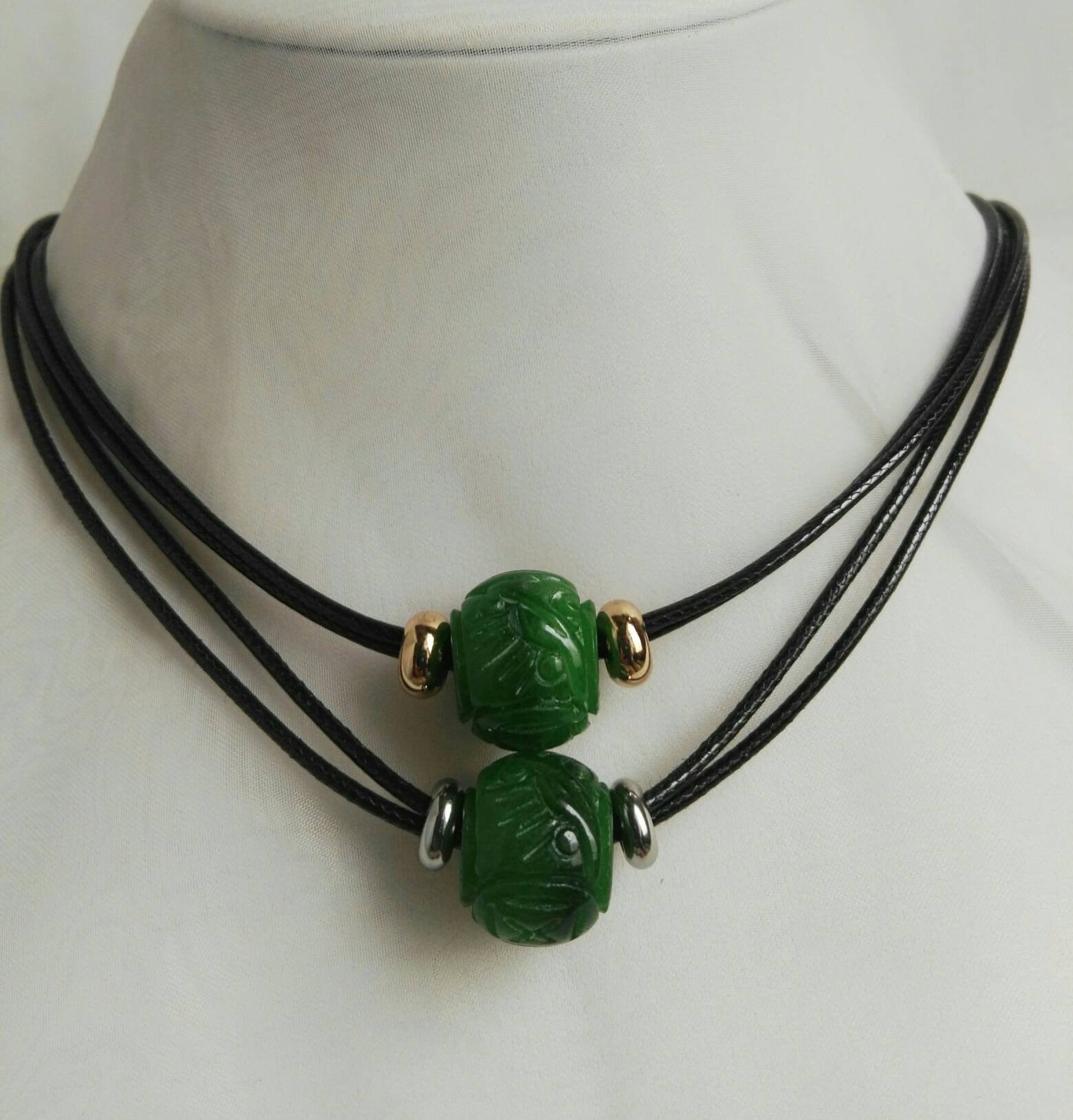 Geschnitzte Grüne Jade Choker Halskette Armband Handgemacht - Etsy.de