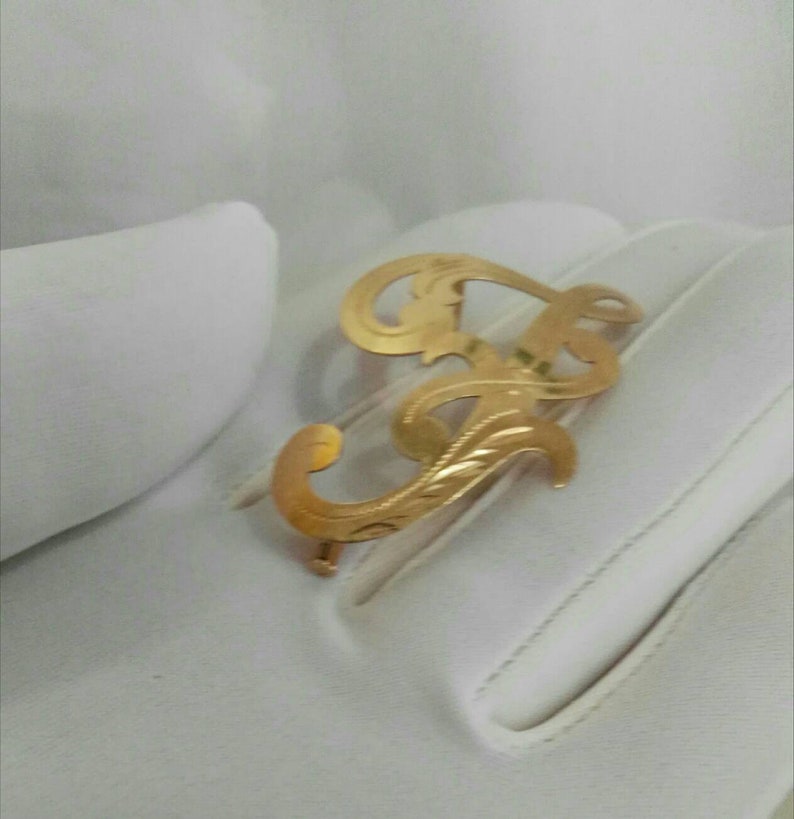 Victorian Brooch Letter F 18 K Solid Gold 750 Yellow Gold | Etsy