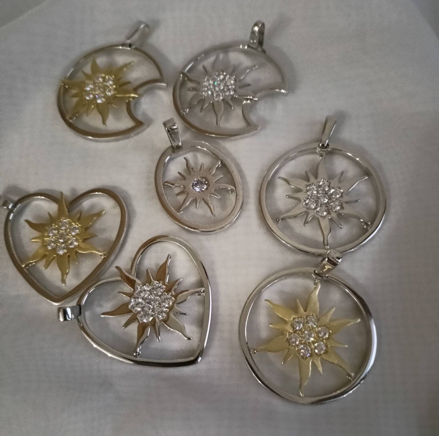 Sun, Moon, Heart, Choker Necklace, Sun, Moon, Heart, Pendant, Handmade ...