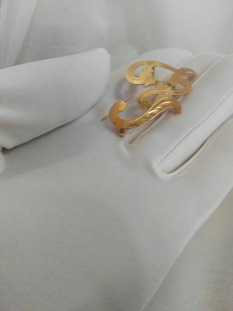 Victorian Brooch Letter F 18 K Solid Gold 750 Yellow Gold - Etsy