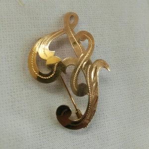 Victorian Brooch Letter F 18 K Solid Gold 750 Yellow Gold | Etsy