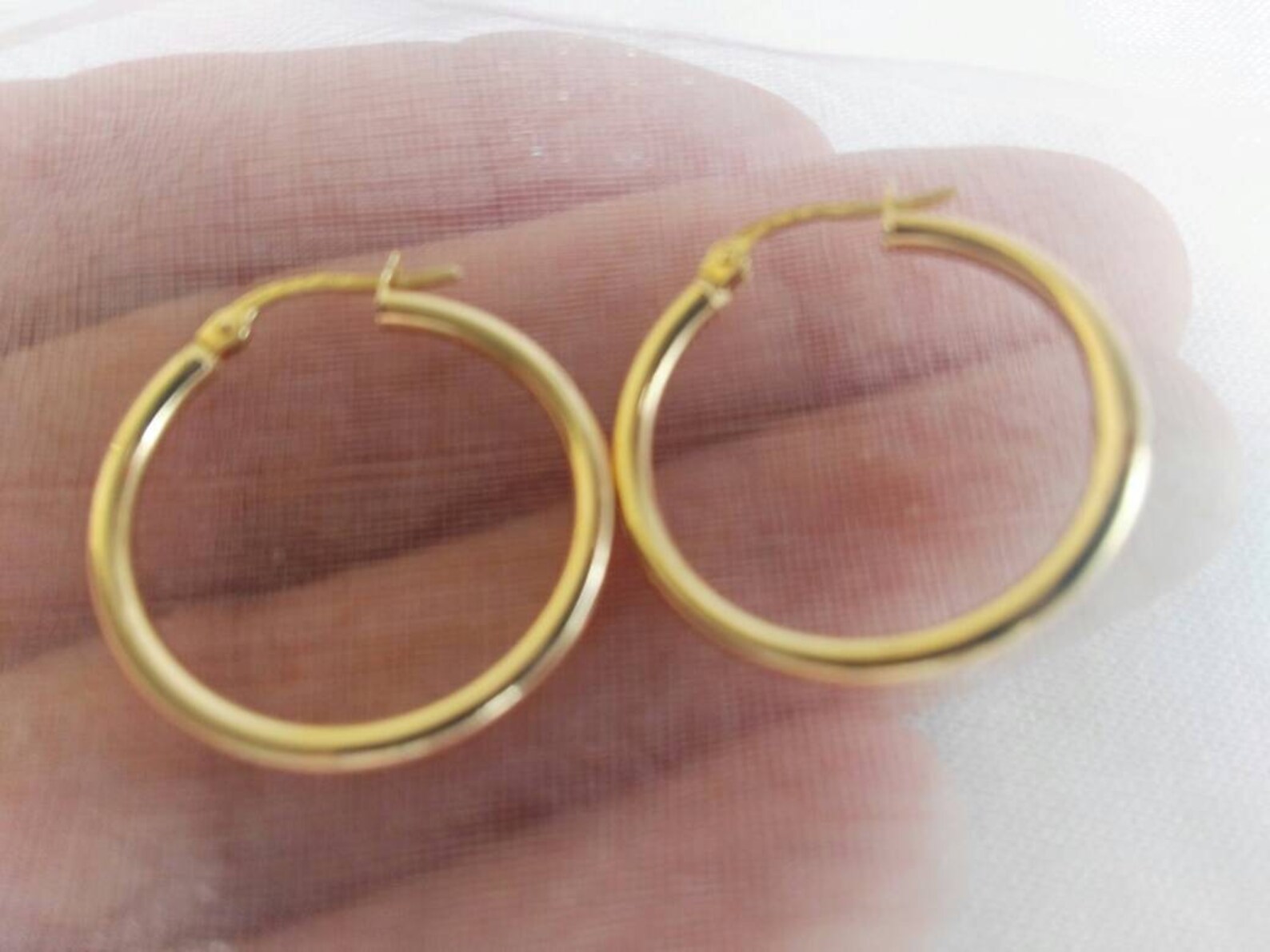 Solid 18k Yellow Gold Hoops Earrings, Luxury Jewel, Good Luck, Bride ...