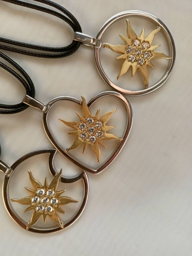 Sun, Moon, Heart, Choker Necklace, Sun, Moon, Heart, Pendant, Handmade ...