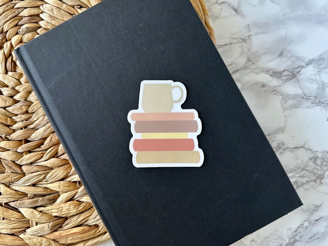 Pink Book Stack Sticker Coffee and Books Sticker Stickers - Etsy