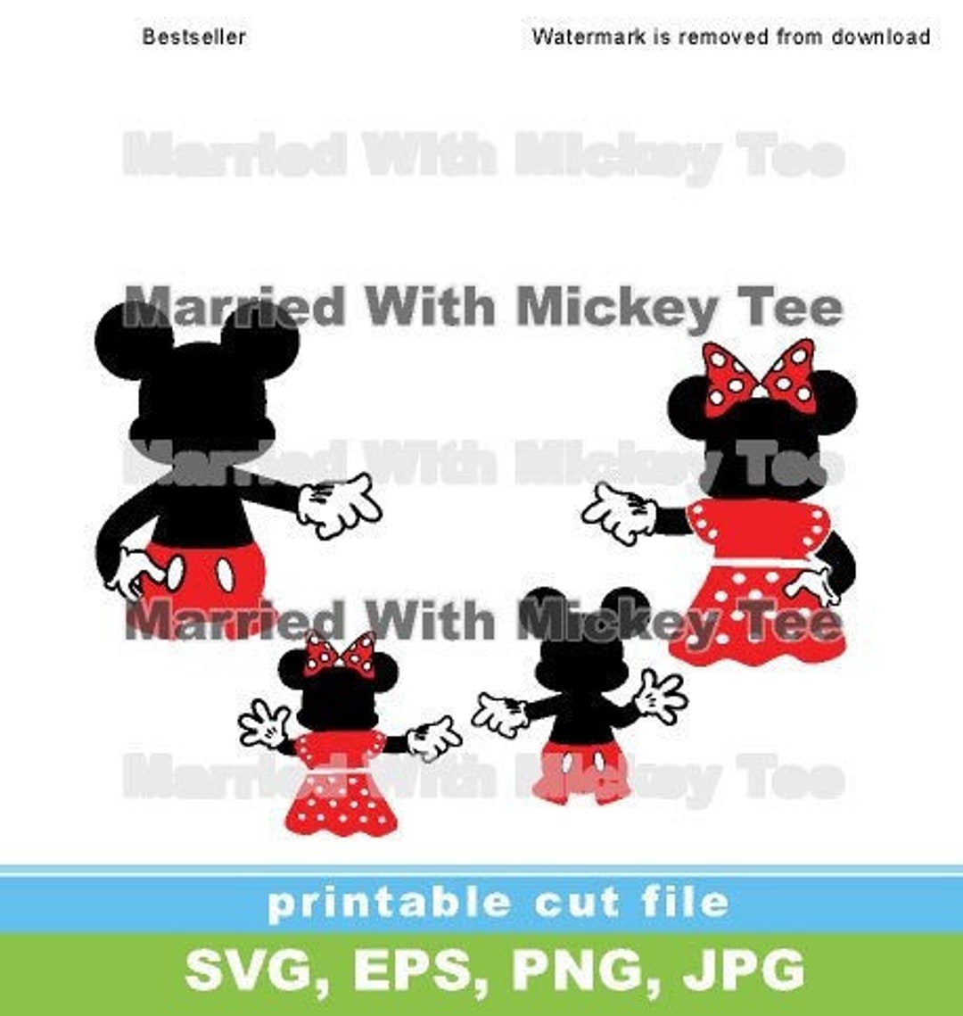 Etsy SVG Mickey With Minnie Parents Holding Hands With Their Kids ...