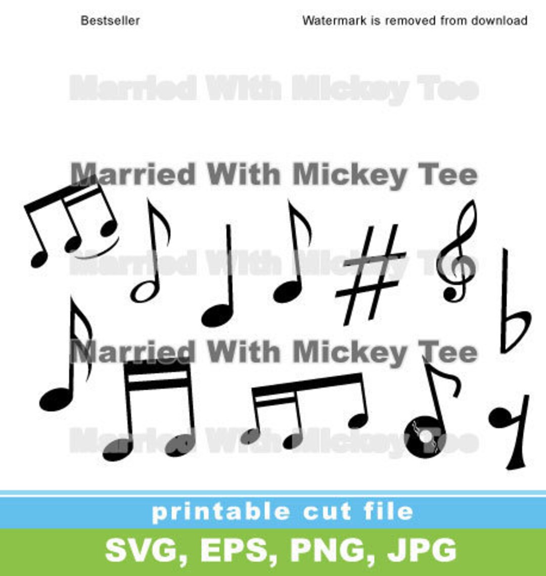 SVG Downloadable Cut File Music Notes Bundle for Piano Designs Sharp ...