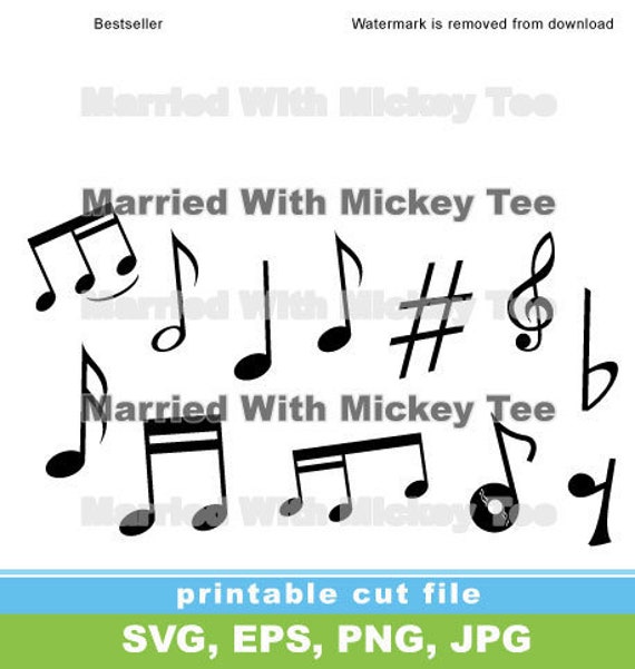 SVG downloadable cut file music notes bundle for piano designs | Etsy