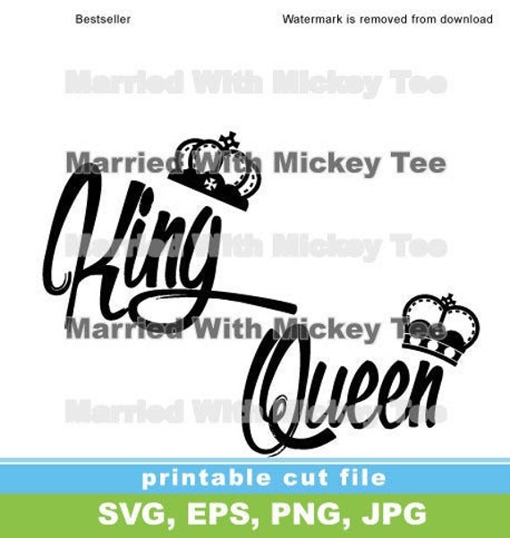 SVG King and Queen With Crowns Lettering Digital Download Make | Etsy