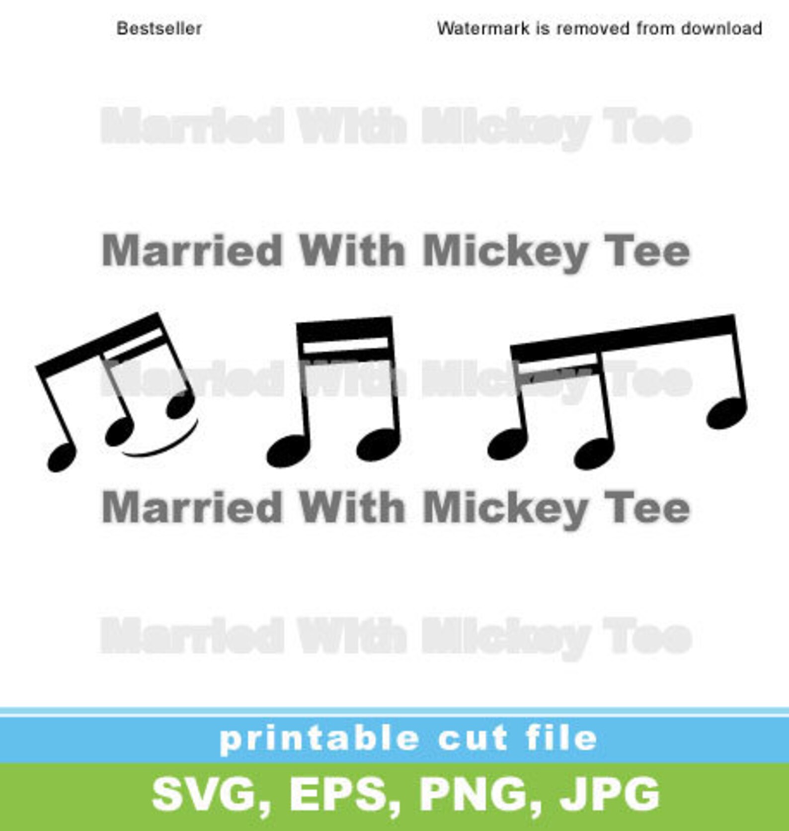 SVG downloadable cut file music notes bundle for piano designs | Etsy