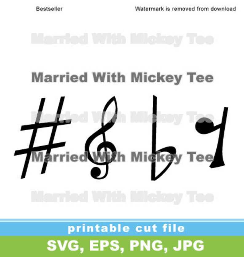 SVG downloadable cut file music notes bundle for piano designs | Etsy