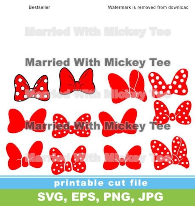 SVG Minnie Mouse Different Bows 6 Designs With and 6 Without - Etsy