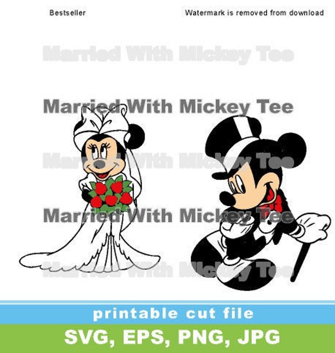 SVG Brid and Groom Mickey and Minnie Mouse in Super Cute Wedding ...