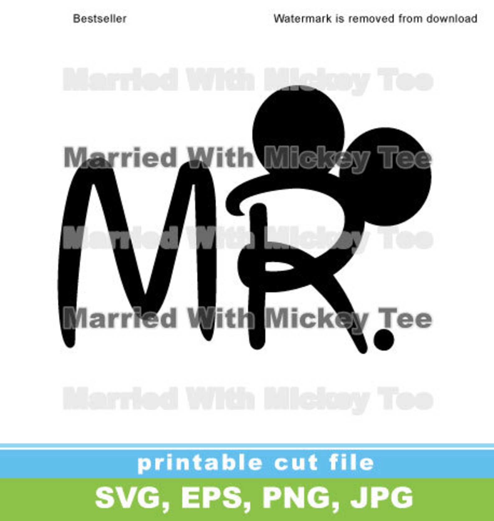 SVG Mr and Mrs With Big Ears Red Bow Digital Download File for - Etsy