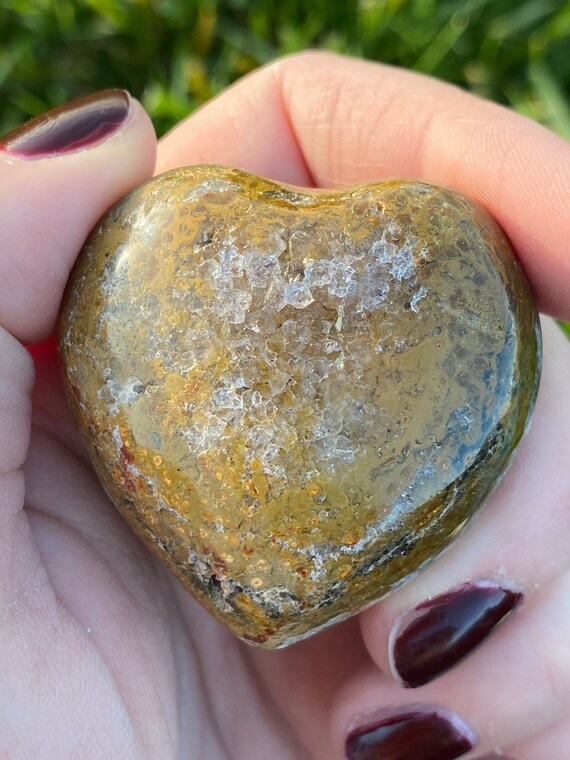 Craft Supplies & Tools Beautiful Ocean Jasper Heart Gemstones Materials ...