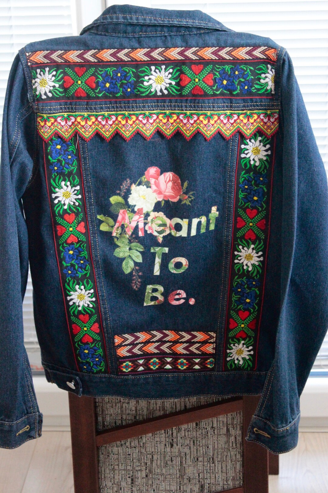 Vintage Style Embellished Denim Jacket, Size 36 EUR - Etsy
