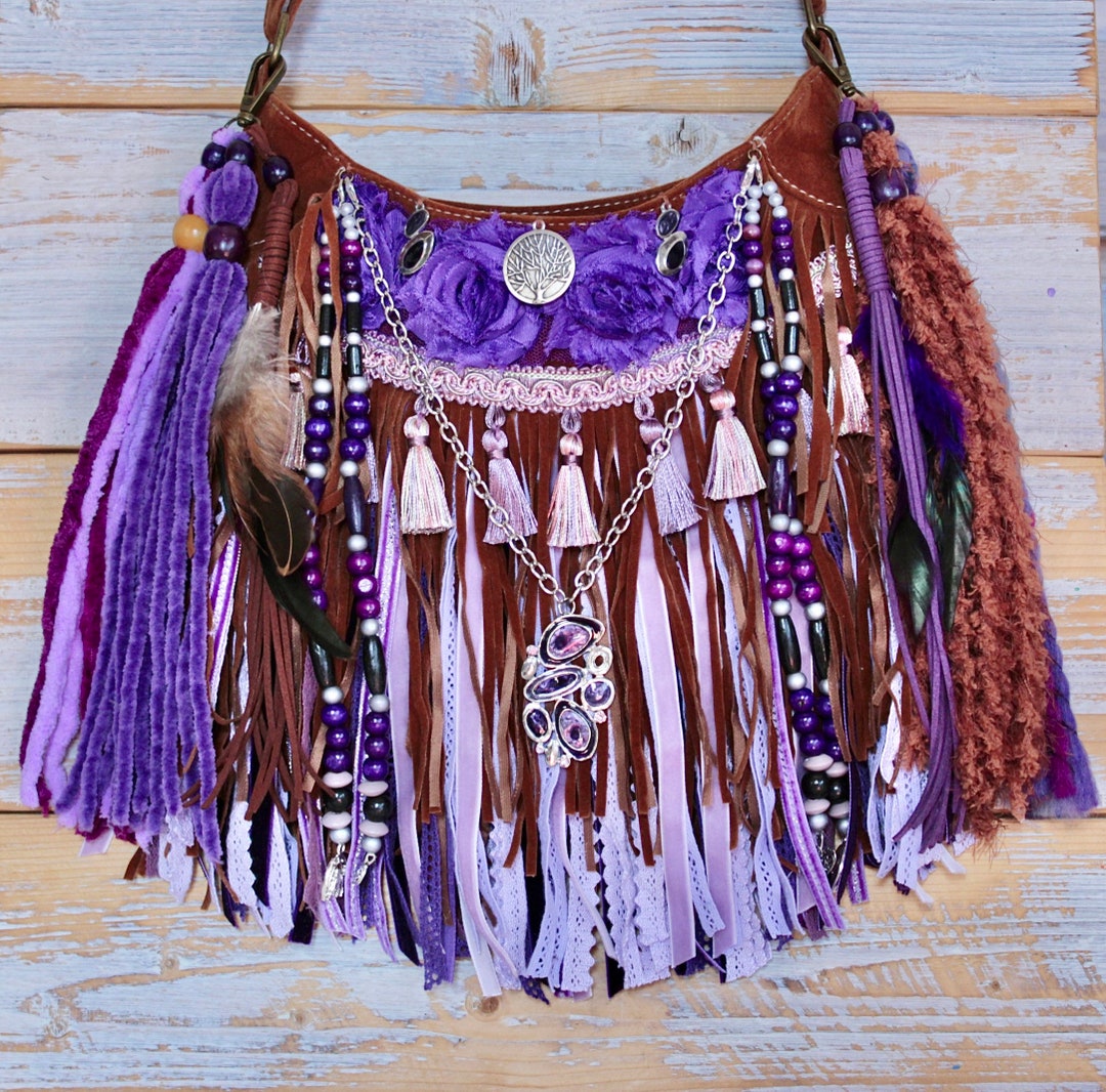 Hippie Gypsy Cross Body Bag Faux Suede Boho Handbag Boho and Festival ...