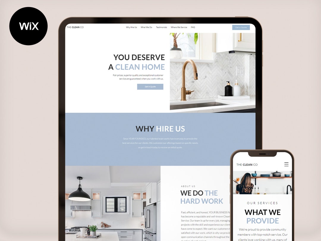 Clean Home Service Wix Website Template: Modern Design (instant ...