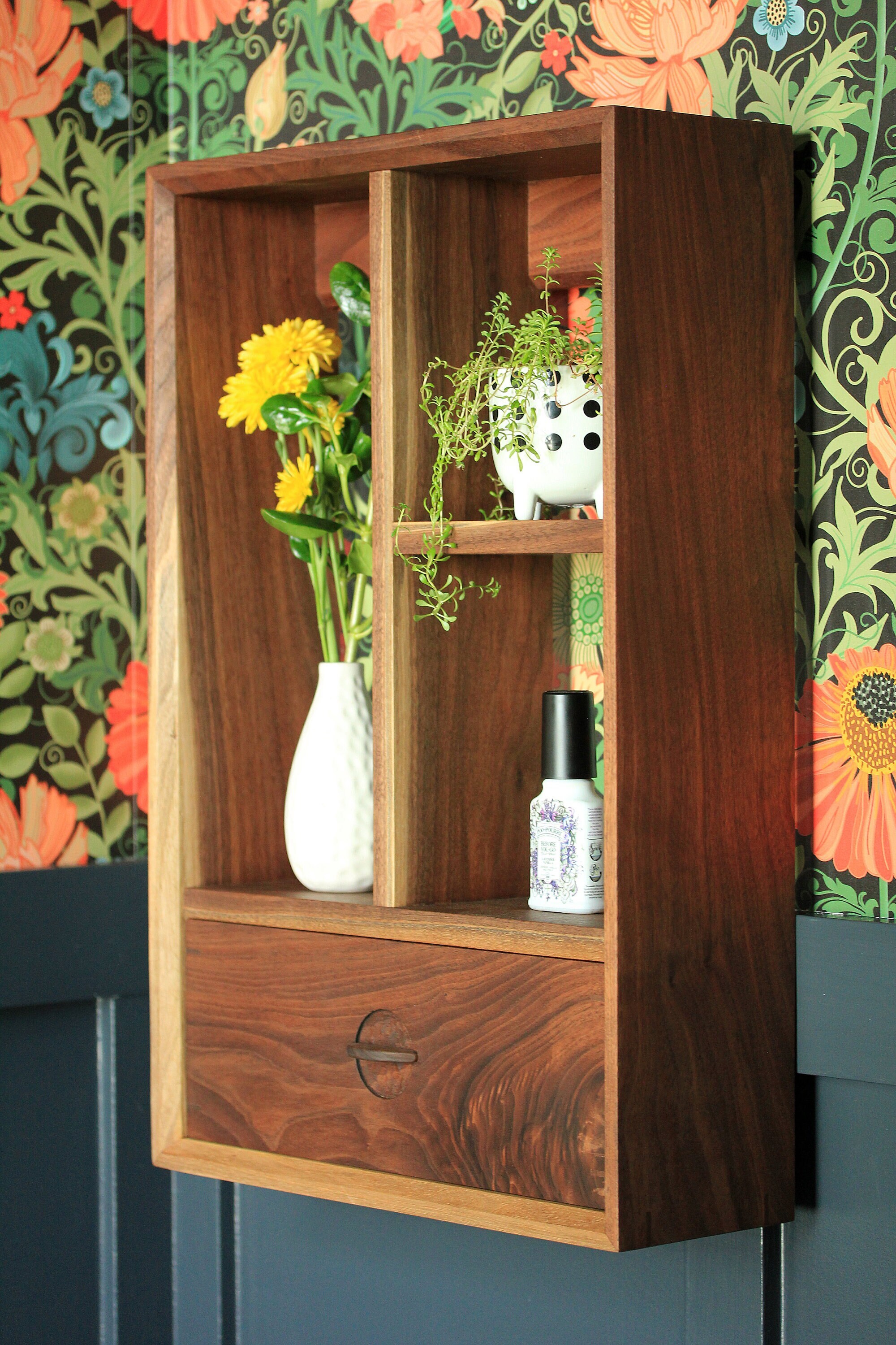 The Clara Shelf Black Walnut Wall Shelf Handcrafted Wooden - Etsy