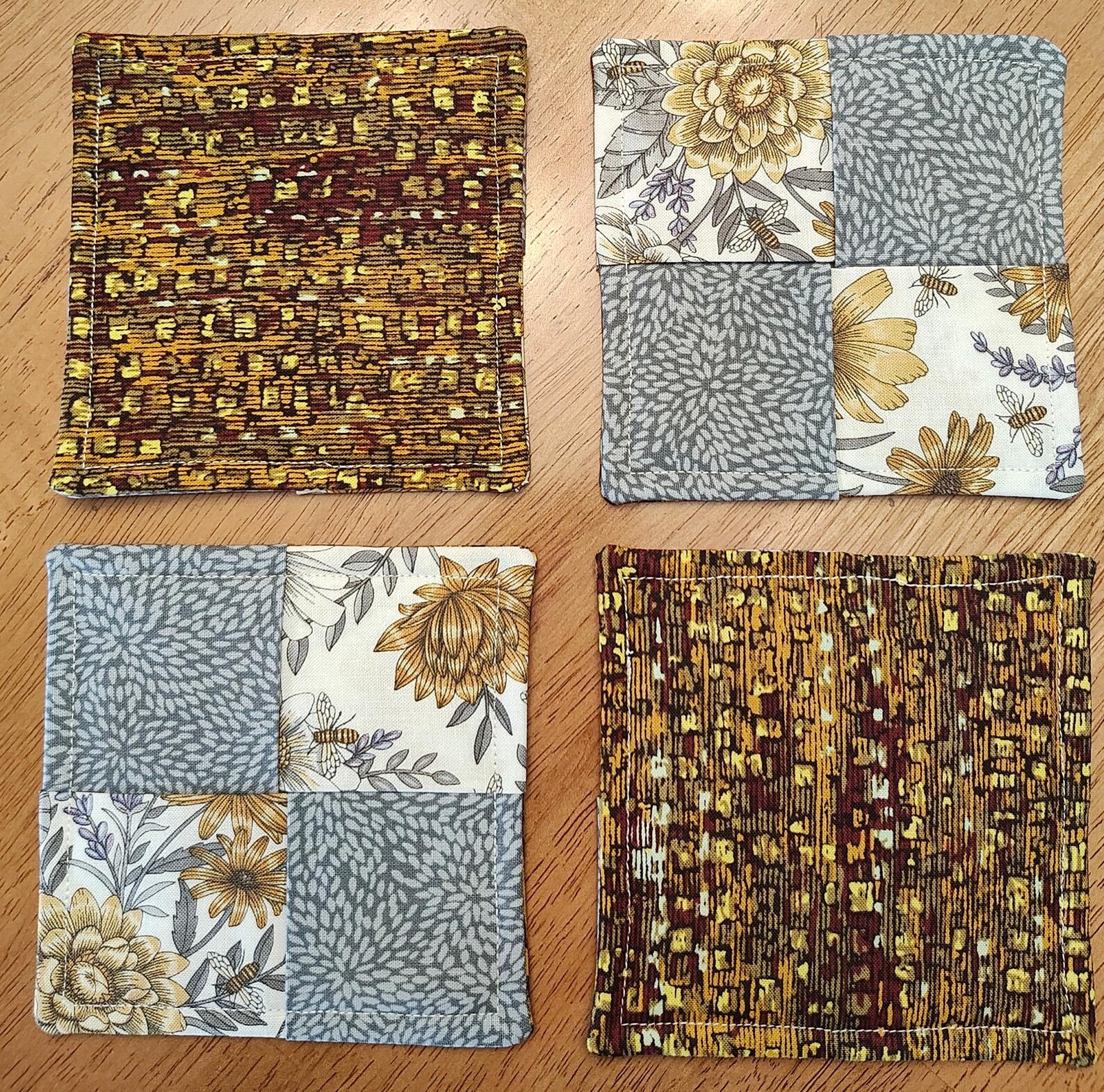 Set of 4 Reversible Handmade Quilted Coaster Set - Etsy