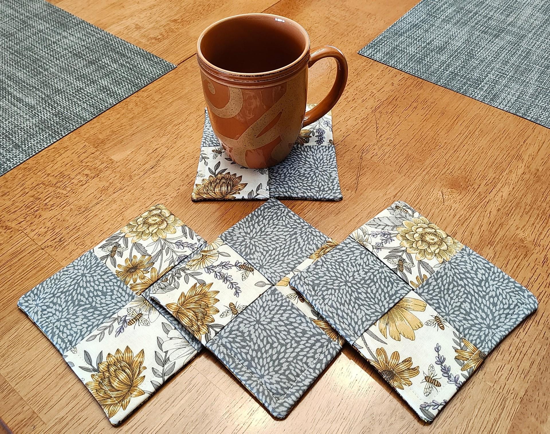 Set of 4 Reversible Handmade Quilted Coaster Set - Etsy