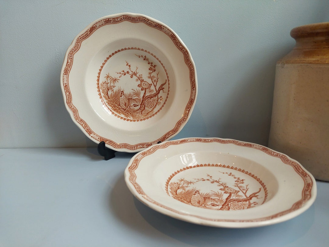 Antique Furnivals "quail" Pair of Bowls, Ironstone Made in England 1921 ...