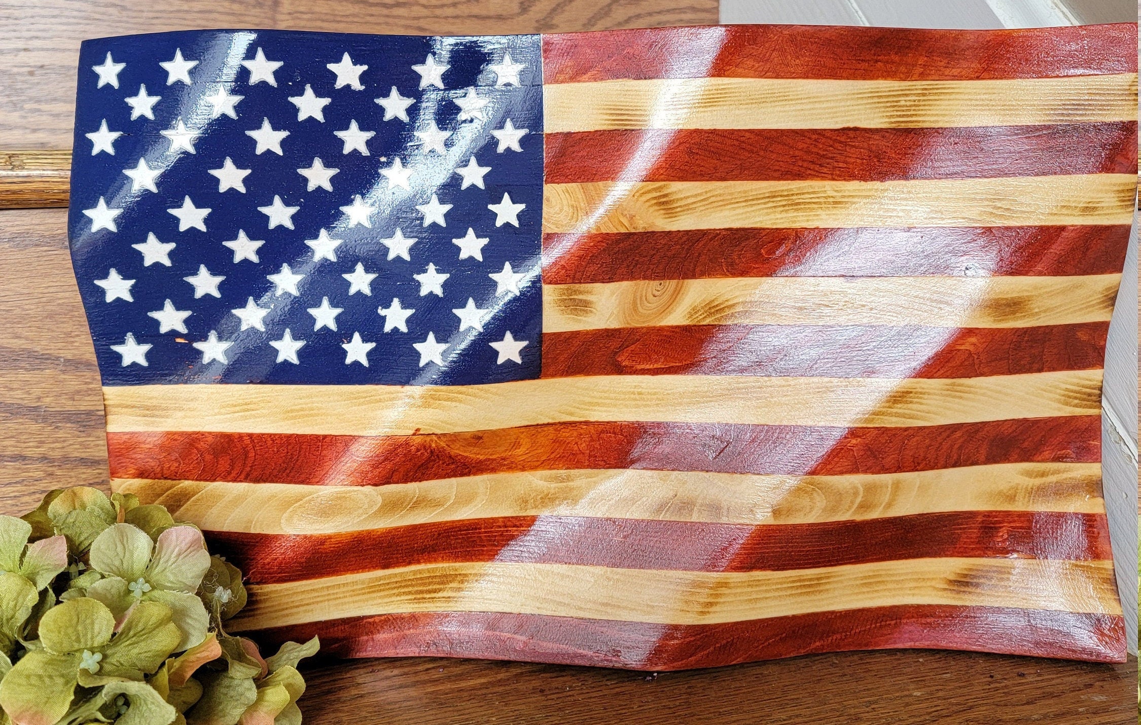 Wavy USA Flag Ripples Wooden Wall Hanging Beautiful Elegant - Etsy