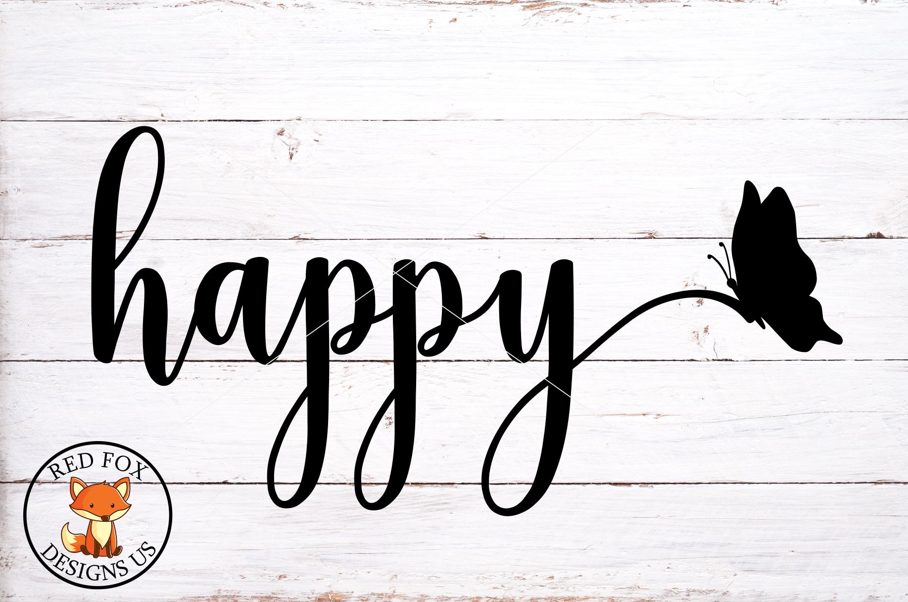 SVG FILES Happy With Butterfly Svg Happy SVG File Svg for | Etsy