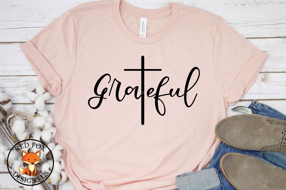 SVG FILES Grateful Thankful Blessed With Cross SVG | Etsy
