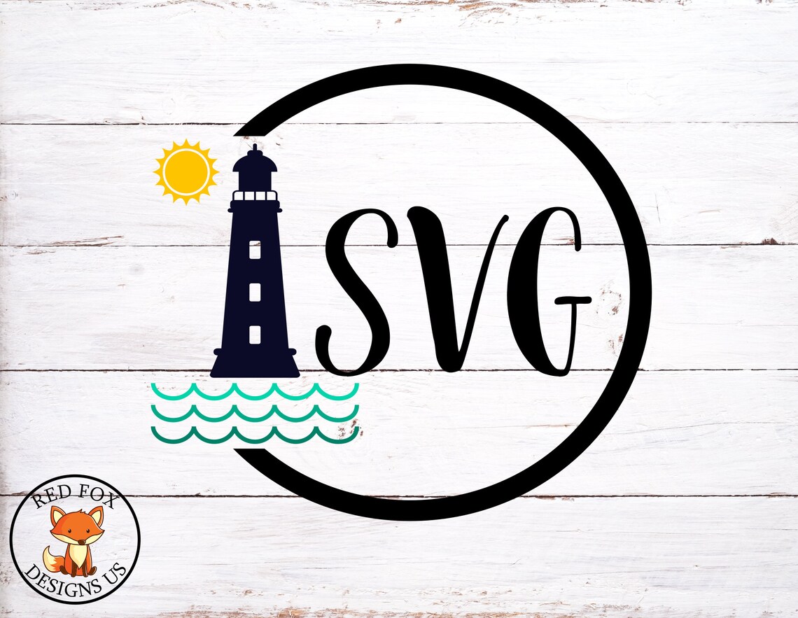 Lighthouse Monogram SVG Waves SVG Ocean SVG Coastal Svg - Etsy