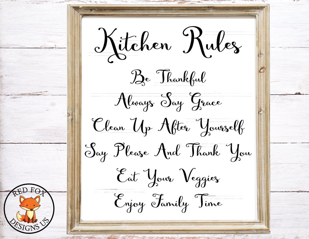 Kitchen Rules Svg, Cricut Cutting File, Be Thankful Svg, Always Say ...