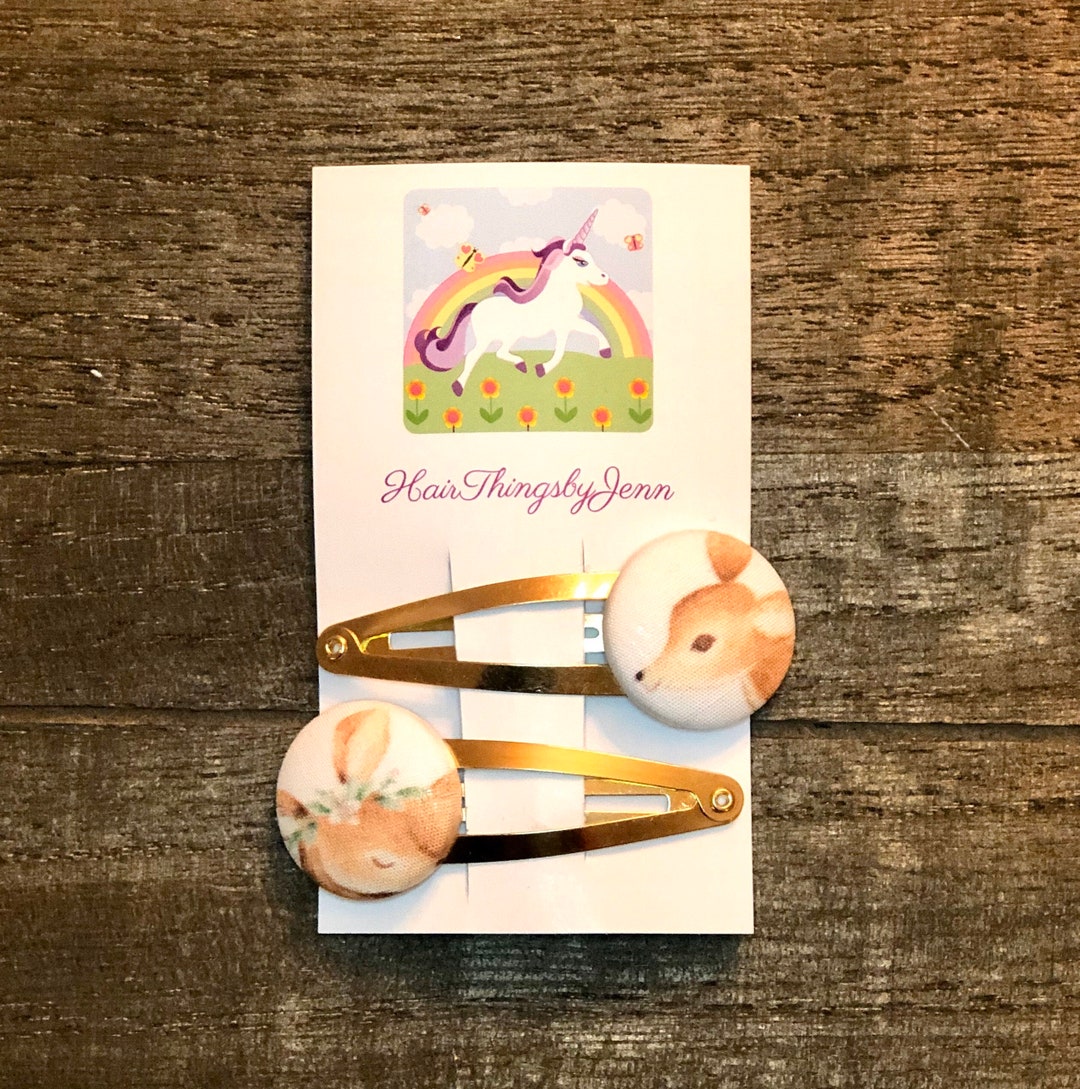 Deer Button Hair Clips, Winter Button Hair Clips, Button Hair Clip Set ...