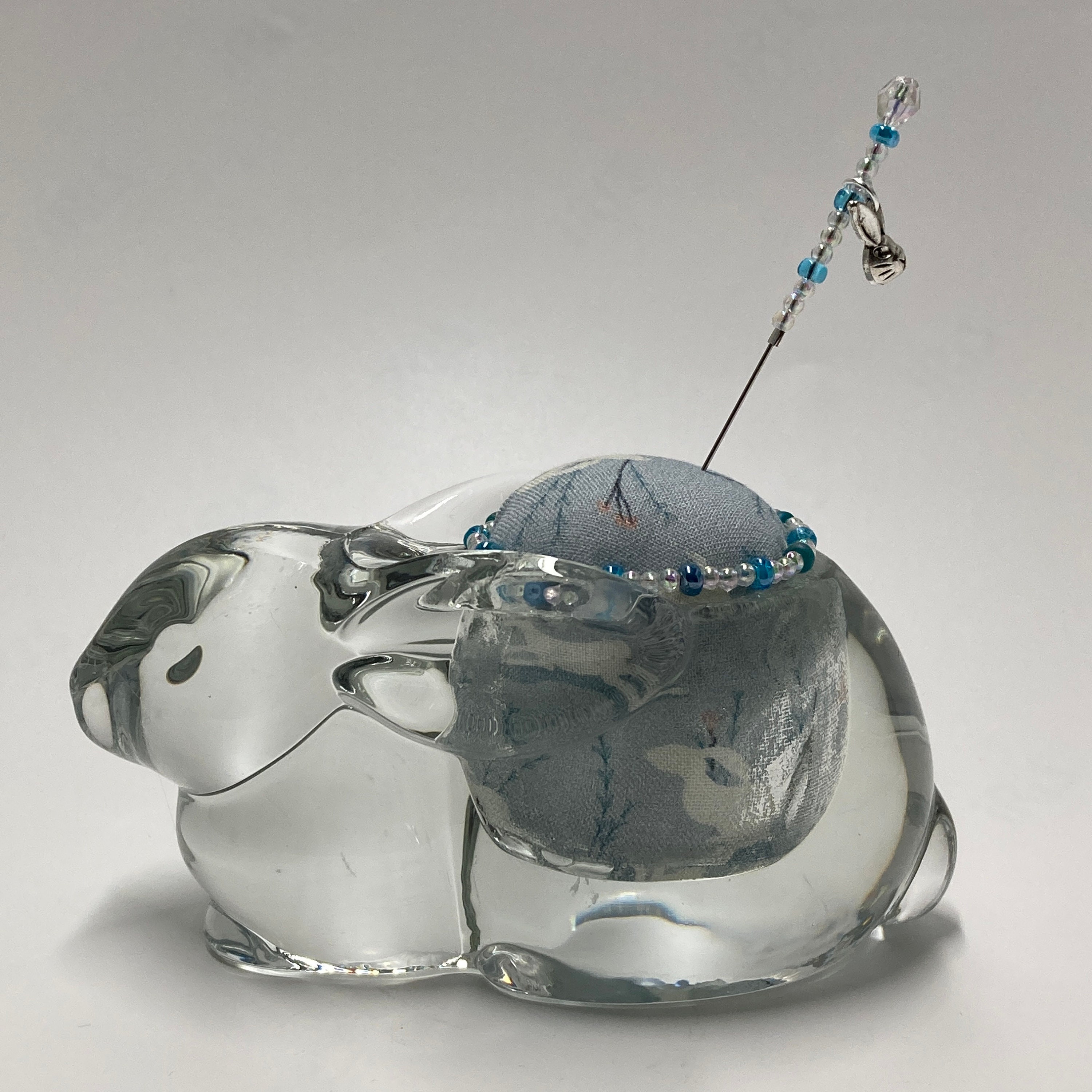 Glass Bunny, Rabbit Pin Cushion With Custom Beaded Pin - Etsy