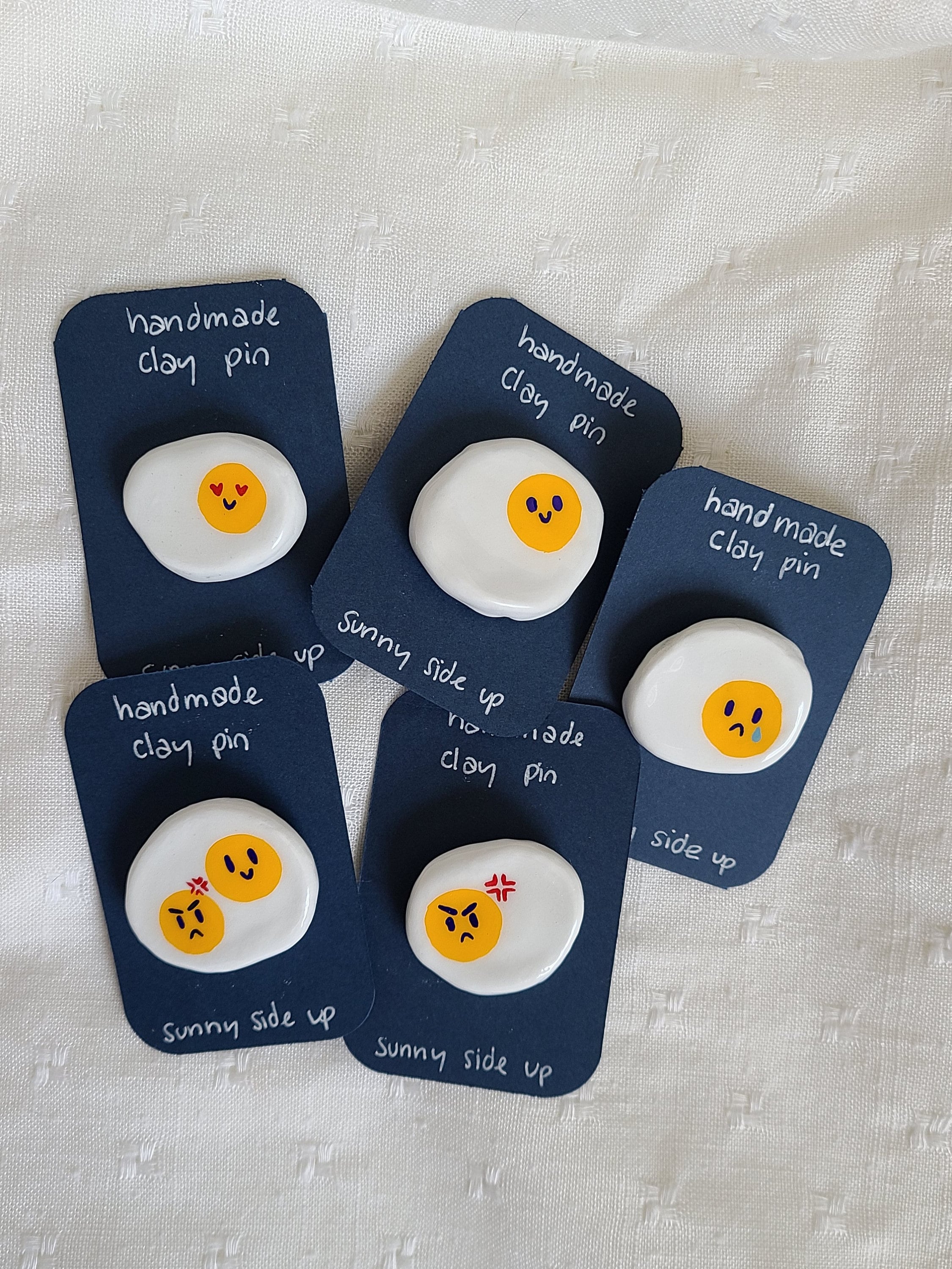 Handmade Egg Clay Pins - Etsy