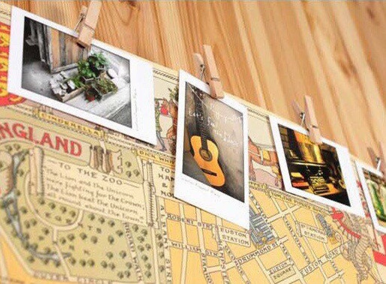 Wooden Photo Hanger Wooden Clips With String Wooden Clips - Etsy