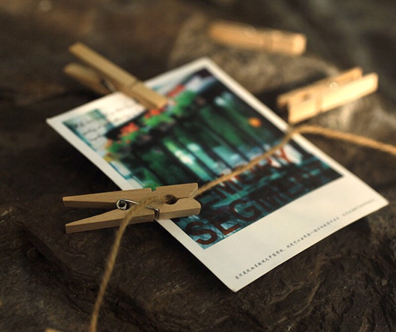 Wooden Photo Hanger Wooden Clips With String Wooden Clips - Etsy