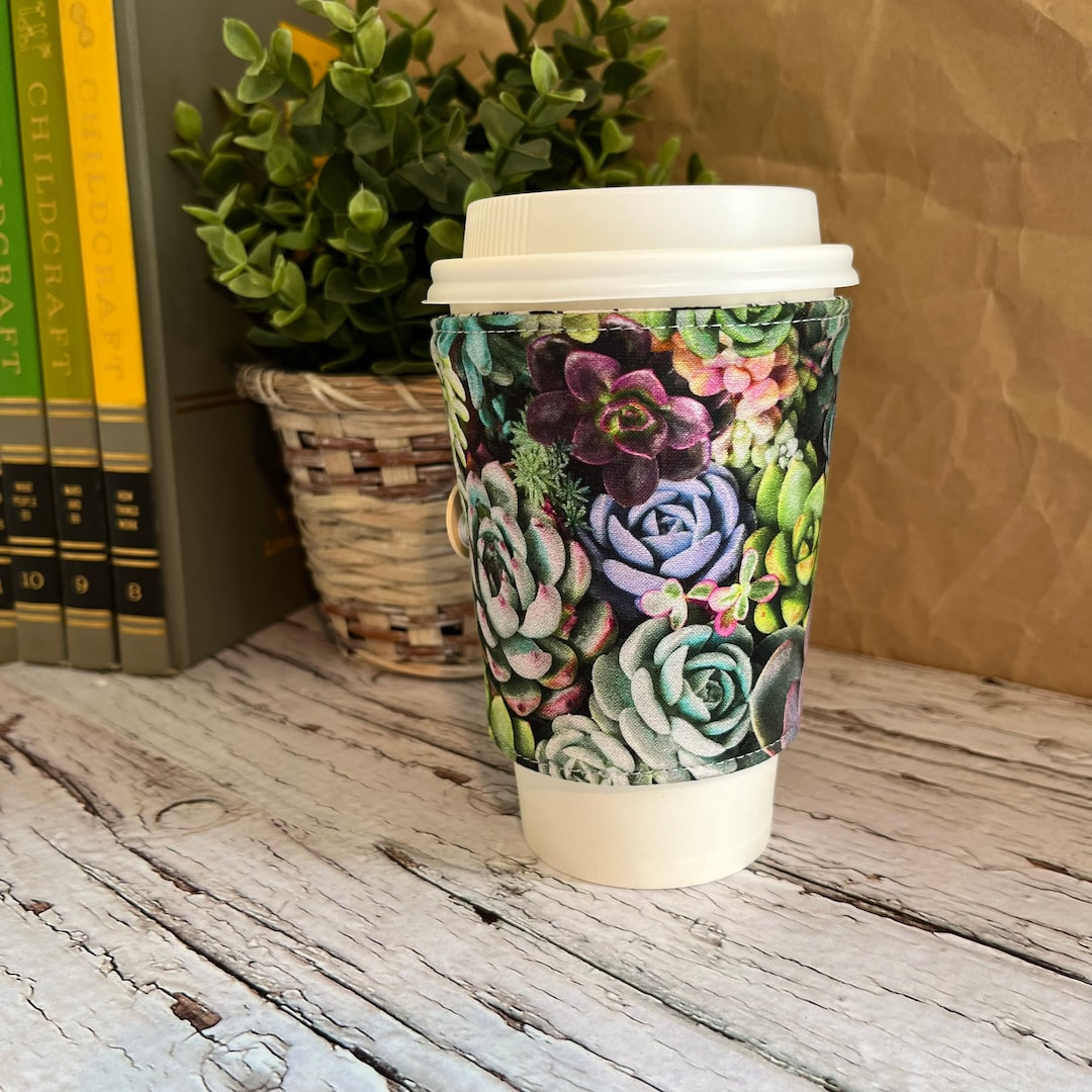 Bright Colourful Succulents Coffee Sleeve Cozy Cuff · Coffee Cozy ...