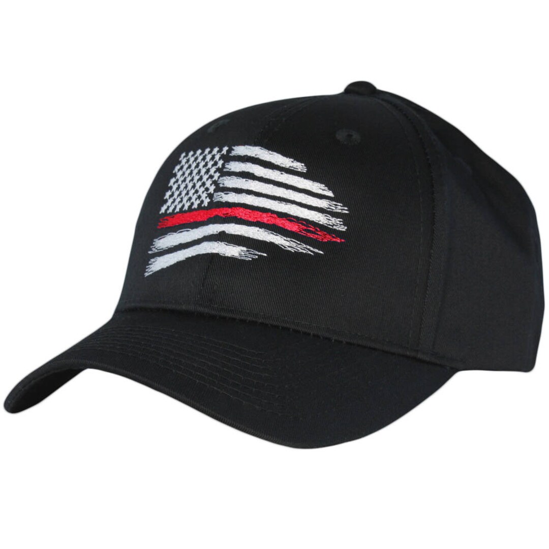 Thin Red Line Hat Firefighter USA Flag One Size Adjustable Buckle Hats ...
