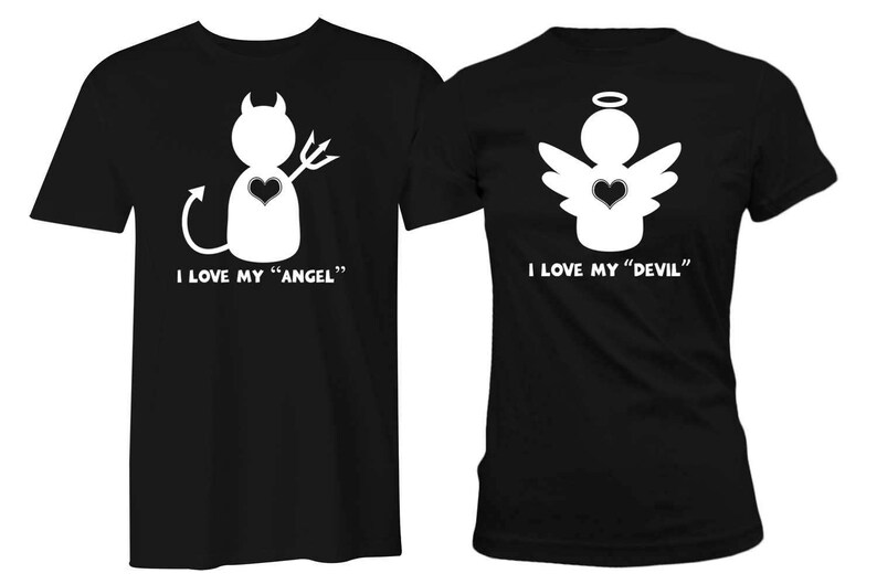 I Love My Angel & Devil Shirts His and Hers Matching Couple T-shirts - Etsy