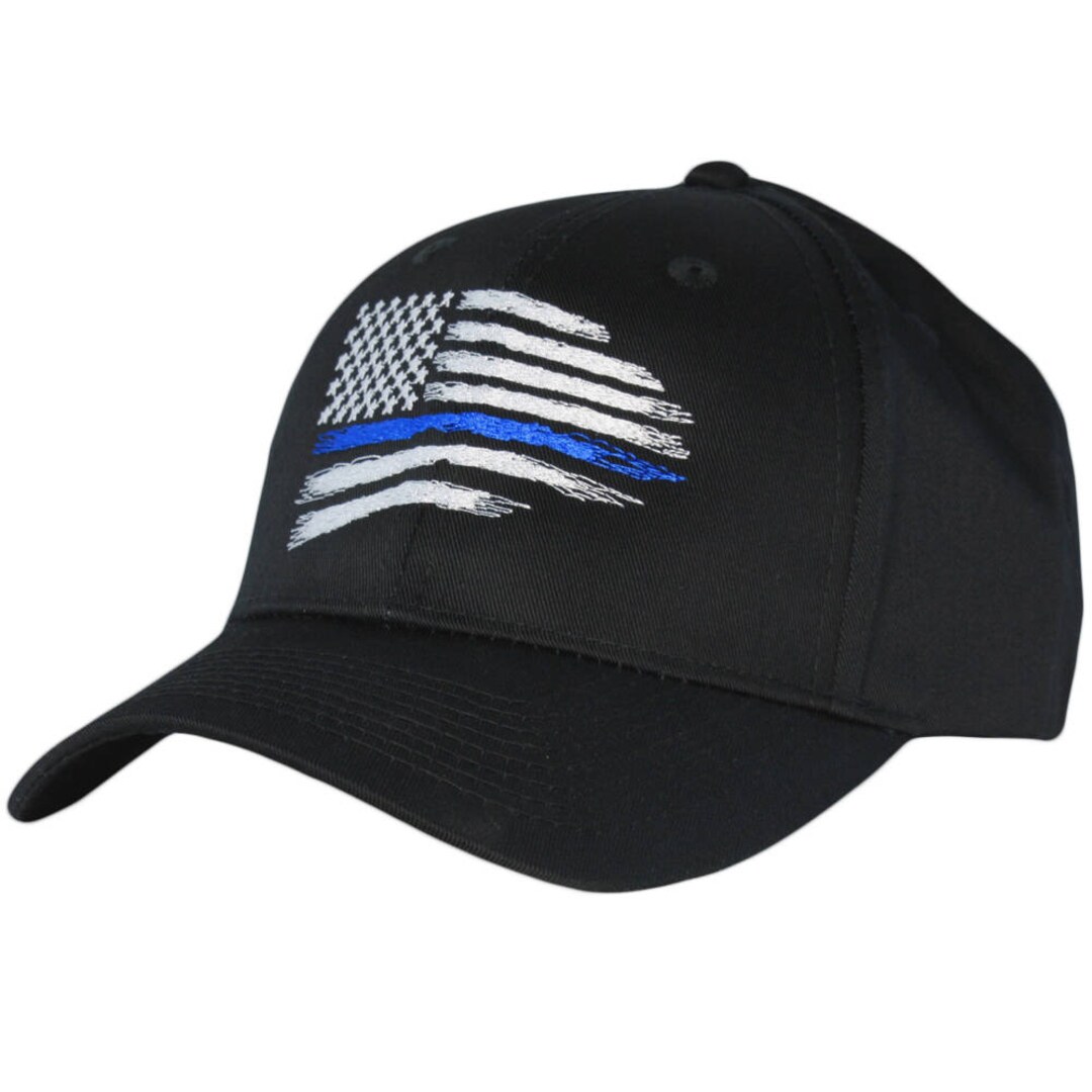 Thin Blue Line USA Flag Hat One Size Adjustable Buckle Strap Cap Police ...