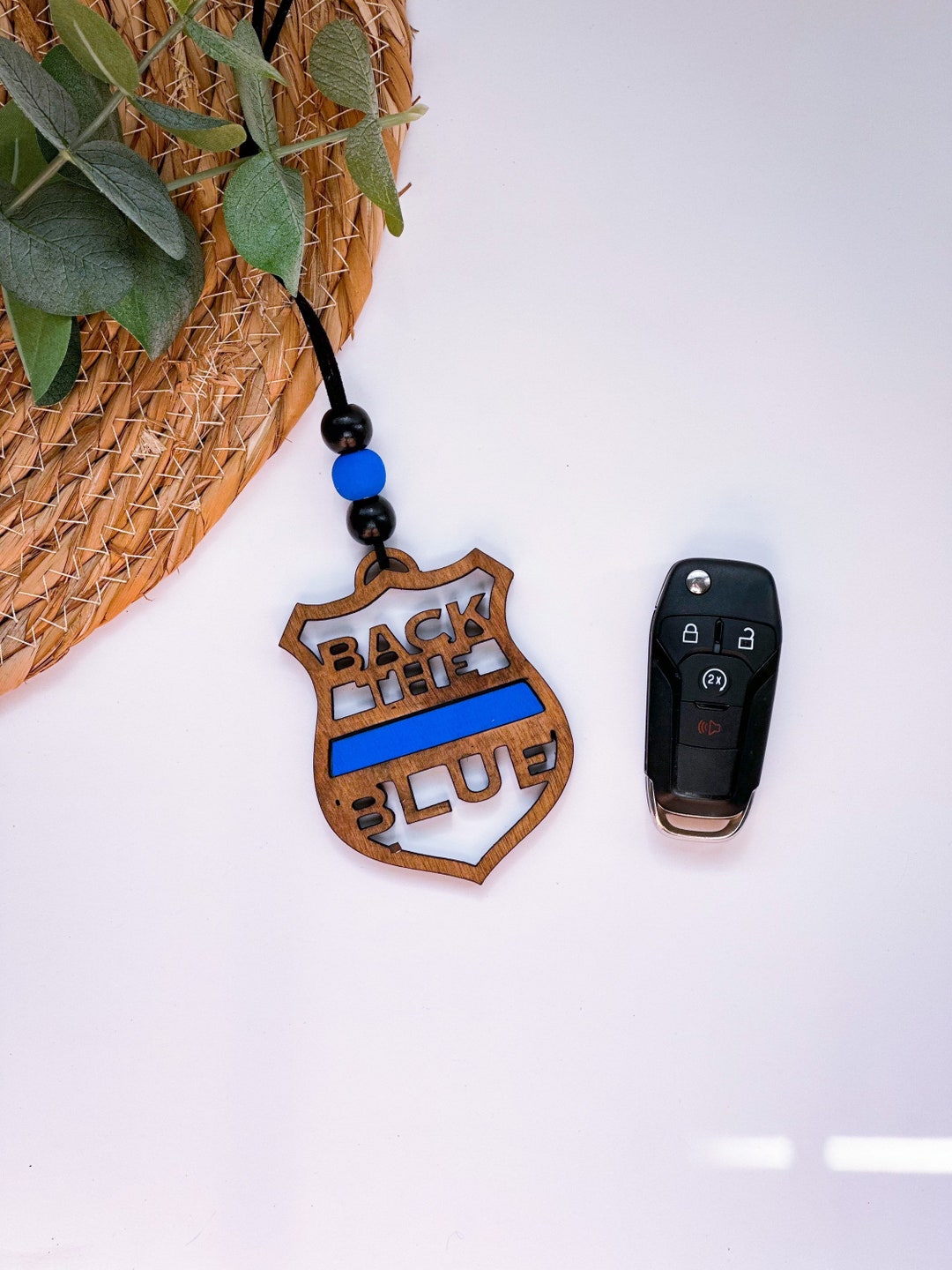Back the Blue Car Charm Thin Blue Line Car Charm - Etsy