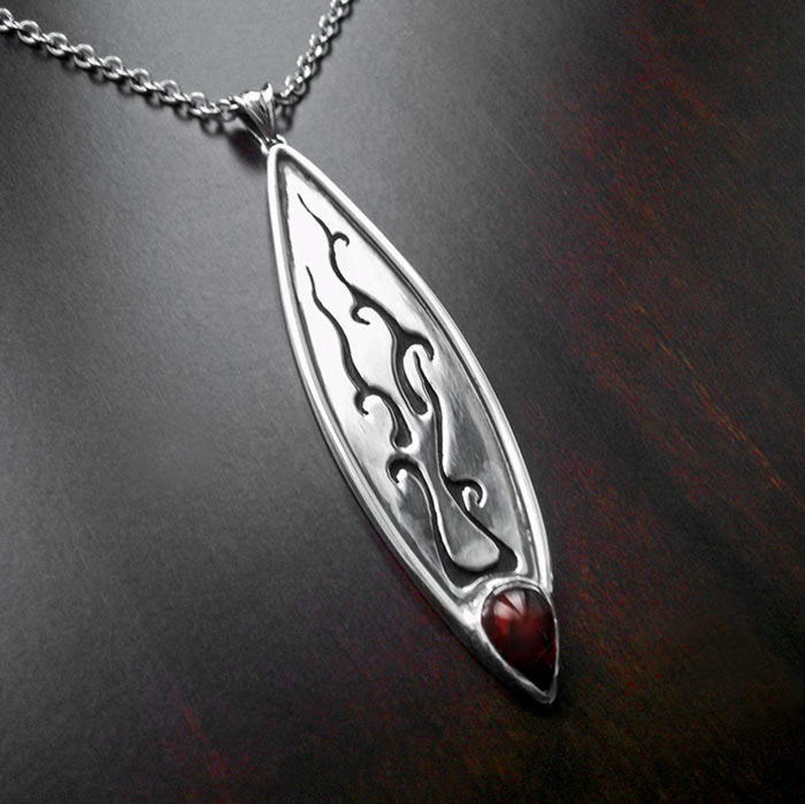 Fire Necklace Sterling Silver Necklace Men Gothic Jewelry - Etsy