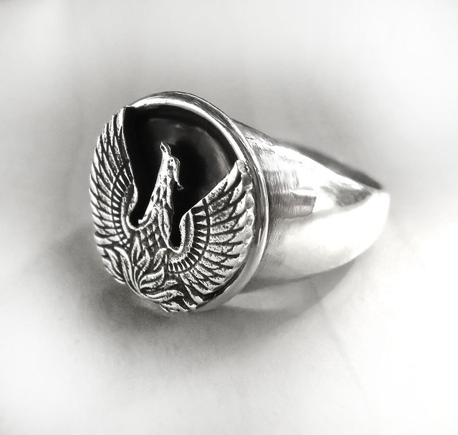 Phoenix Ring Silver Men Gift Rising Phoenix Ring Firebird | Etsy