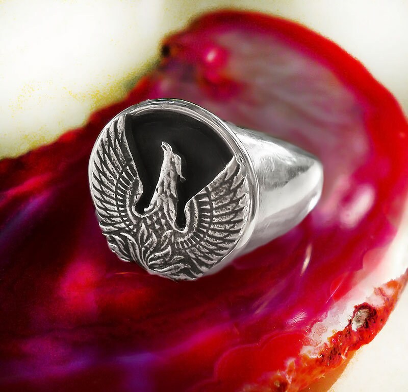 Phoenix Ring Silver Men Gift Rising Phoenix Ring Firebird | Etsy