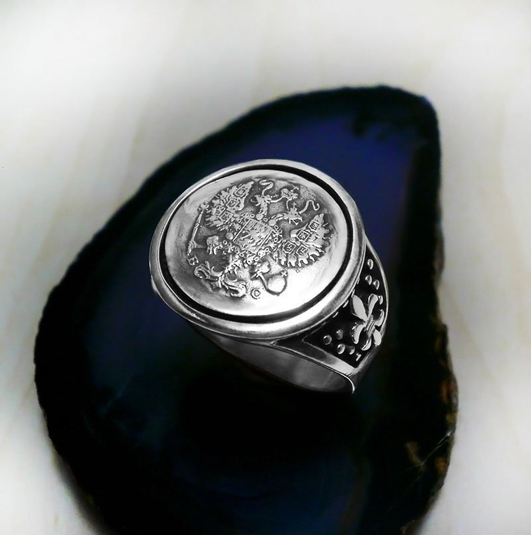Russian Eagle Silver Ring Men Coat of Arms Russian Eagle - Etsy