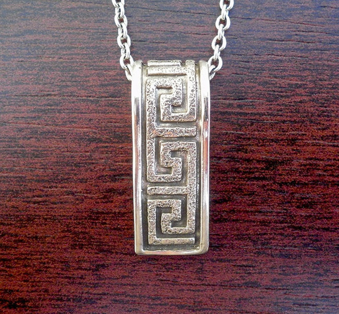 Greek Key Necklace Silver Men Silver Necklace Greek - Etsy
