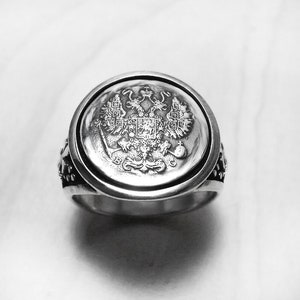 Russian Eagle Silver Ring Men Coat of Arms Russian Eagle - Etsy