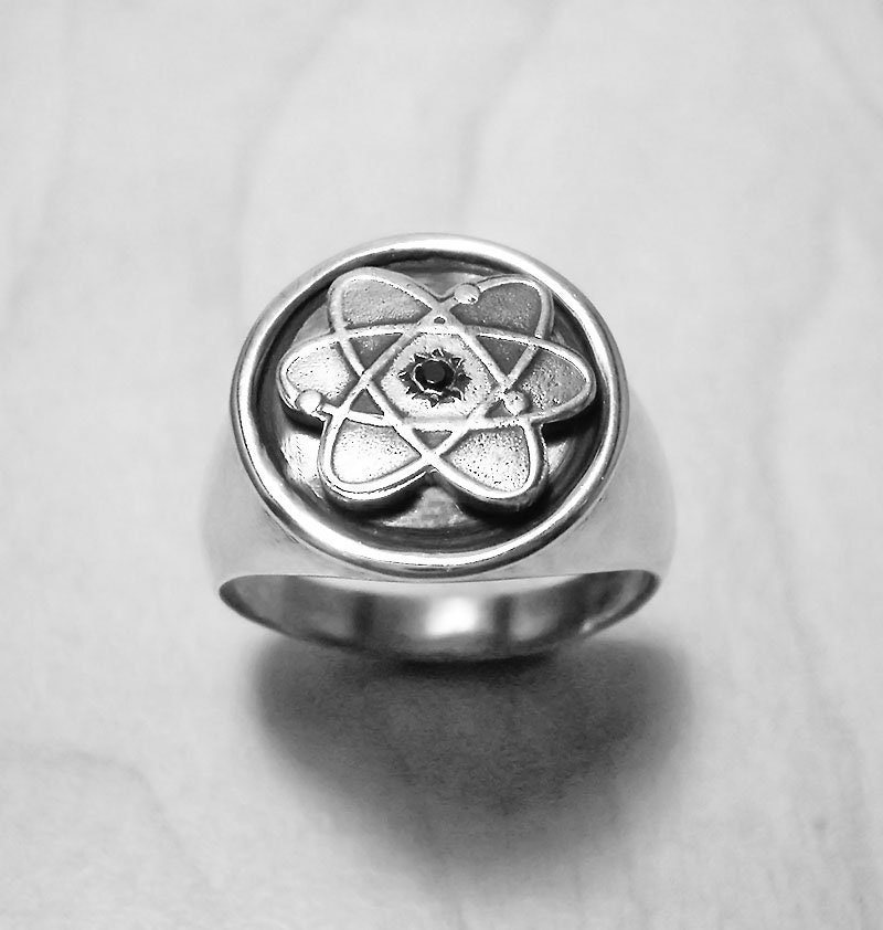 Atom Ring Silver Men Science Symbol Ring Mens Gift Silver | Etsy