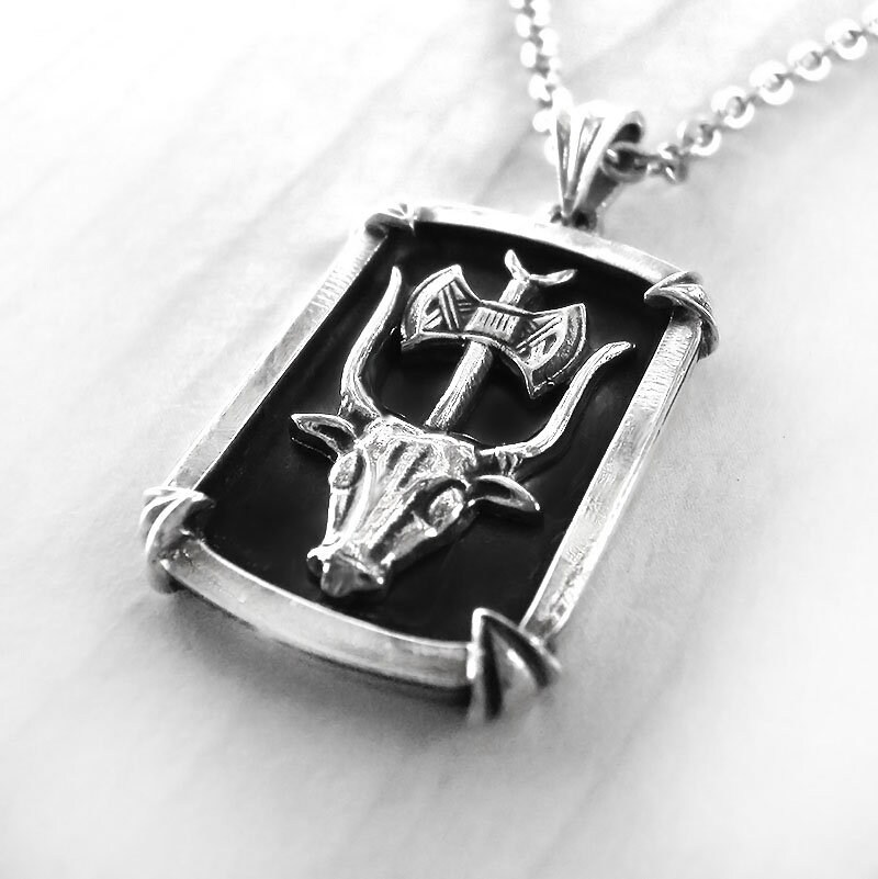 Bull Necklace Silver Silver Necklace Men Mens Gift Silver - Etsy